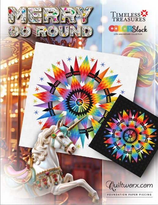 Fabric Kit & Pattern for Merry Go Round (White) – Papers & Thread Quilting